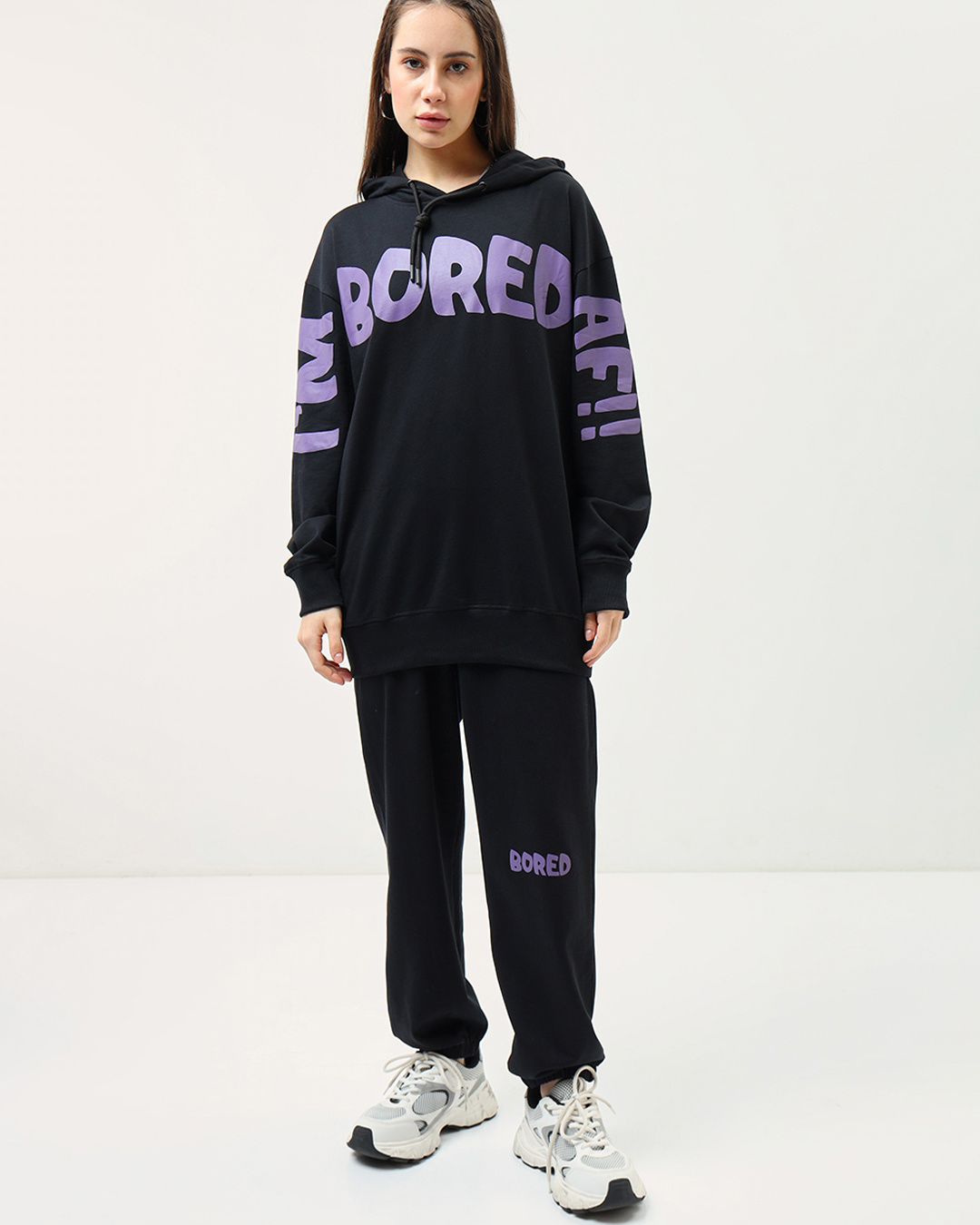 Buy Women's Black Bored Typography Co-ordinates Online in India at Bewakoof