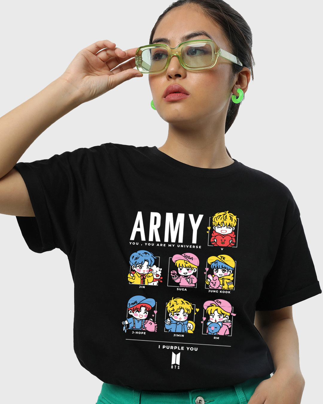 Buy Women's Black BTS Army Graphic Printed Boyfriend T-shirt Online at ...