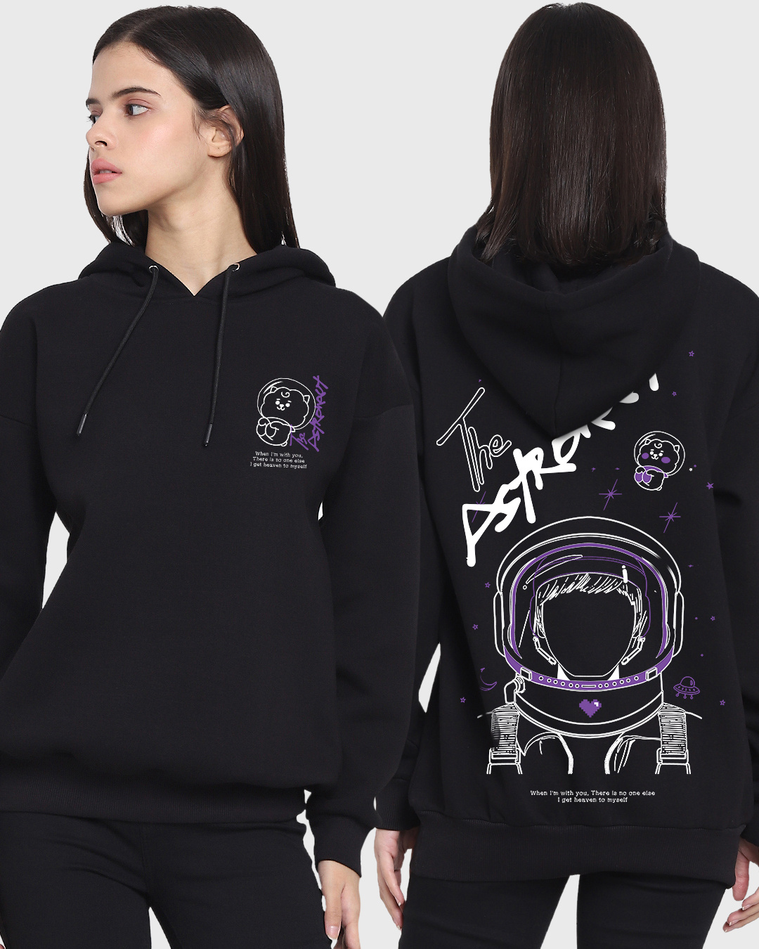 Buy Women's Black BTS Astro (JIN) Graphic Printed Oversized Hoodies ...