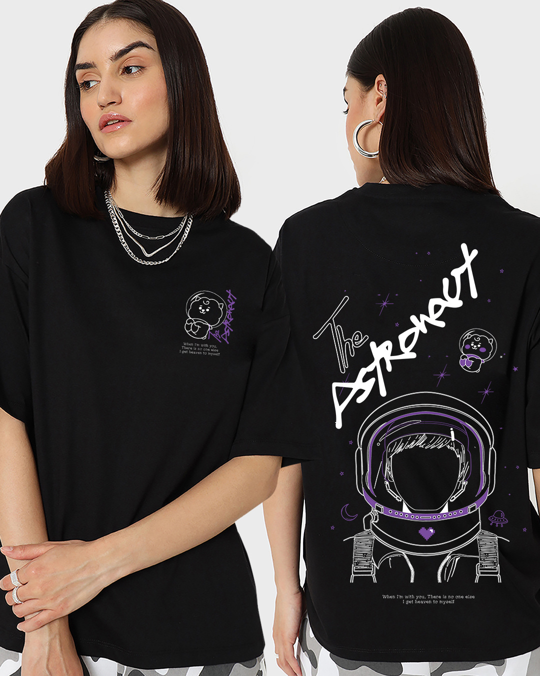 Buy Women's Black BTS Astro (JIN) Graphic Printed Oversized T-shirt for ...