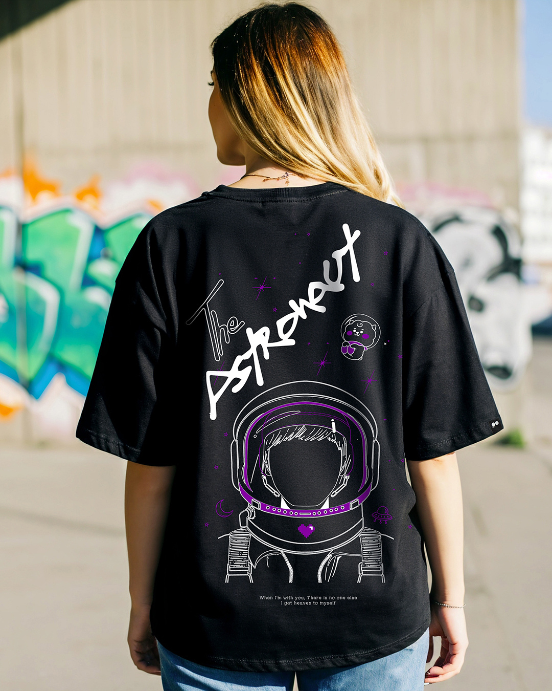 Buy Women's Black BTS Astro (JIN) Graphic Printed Oversized T-shirt ...