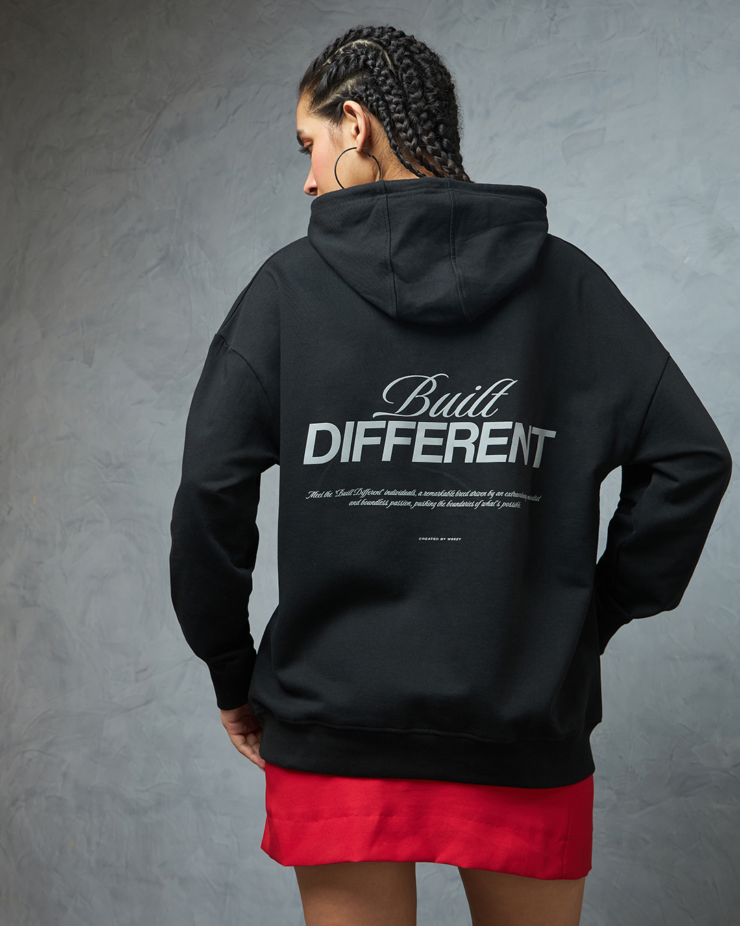 Buy Women's Black Built Different Typography Oversized Hoodies Online ...