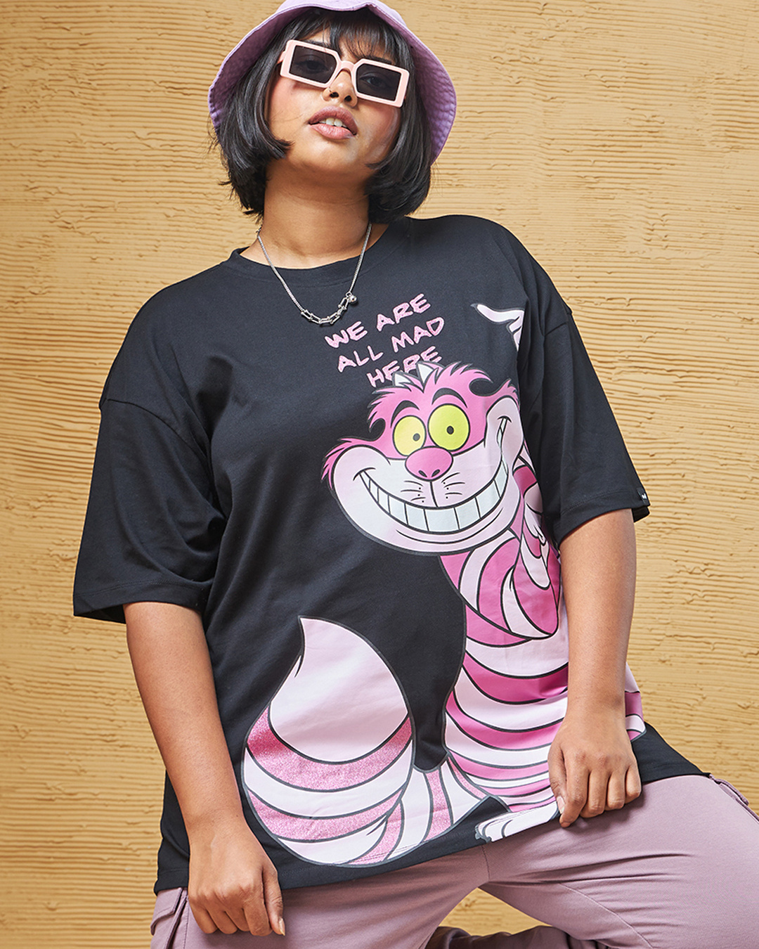 Buy Women's Black Cat Graphic Printed Oversized Plus Size T-shirt Online at Bewakoof