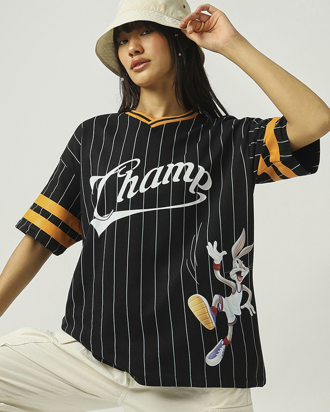 Buy Women's Black Champ Graphic Printed Oversized Plus Size T-shirt ...