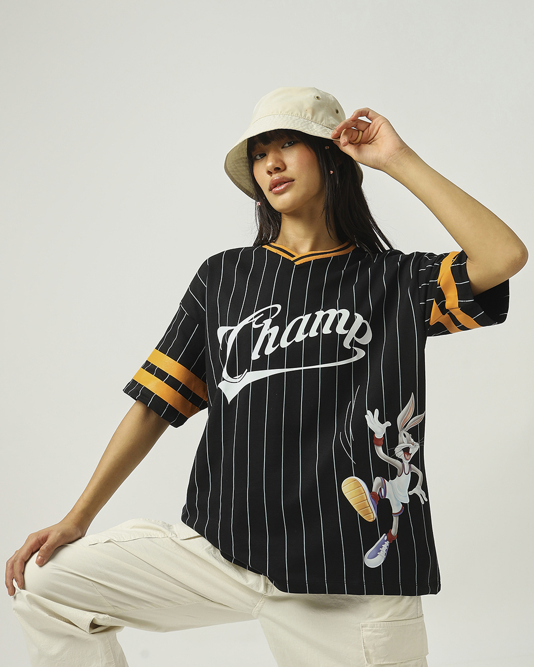 Buy Women's Black Champ Graphic Printed Oversized Plus Size T-shirt ...