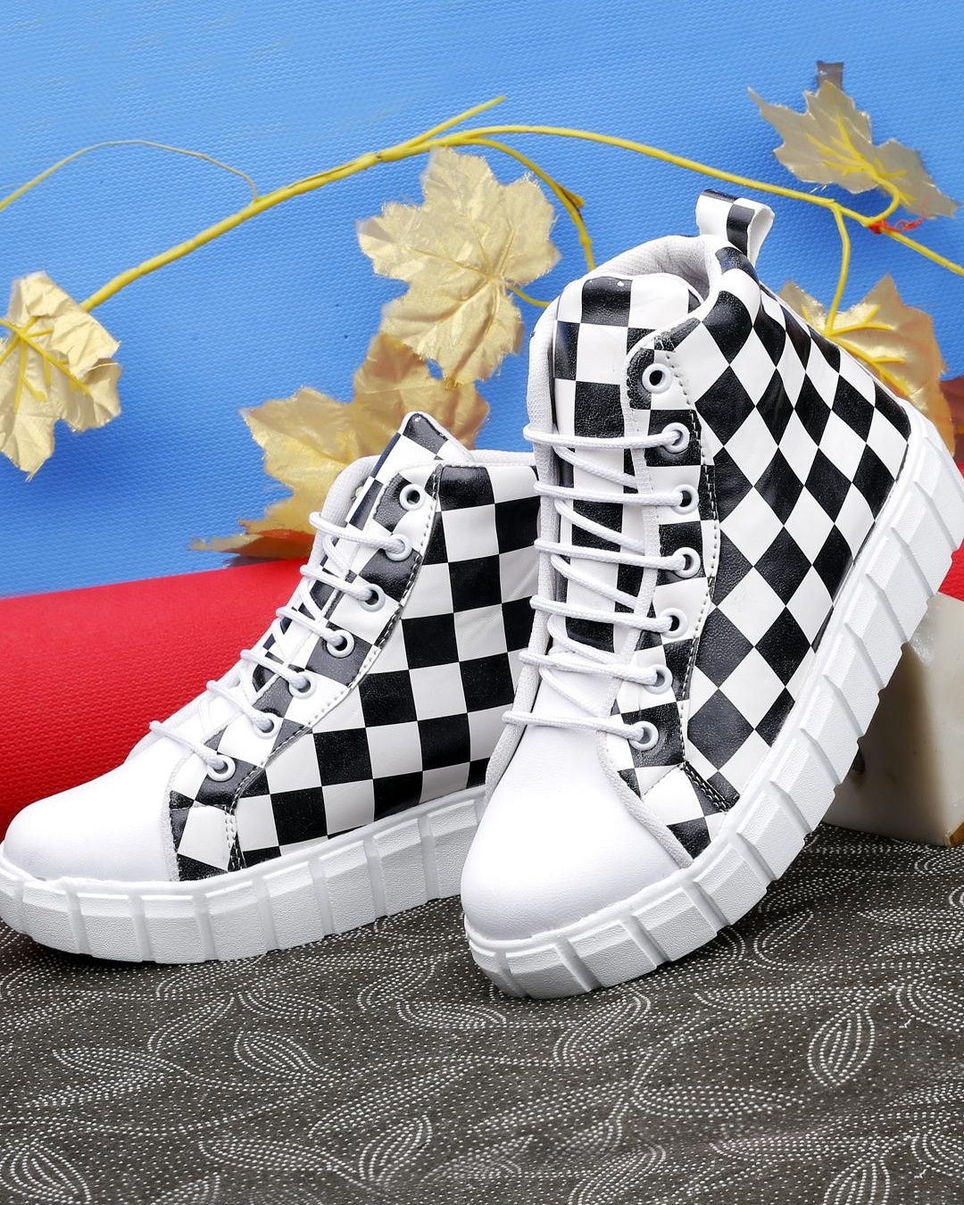 Buy Women's Black Checked Sneakers Online in India at Bewakoof