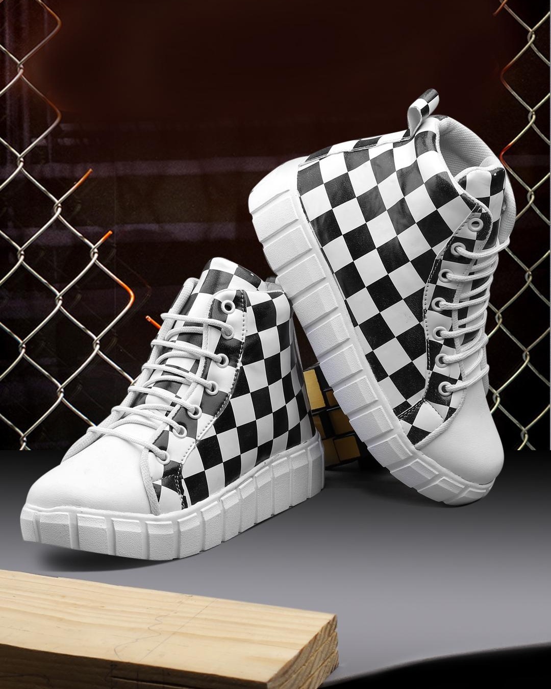 Buy Women's Black Checked Sneakers Online in India at Bewakoof