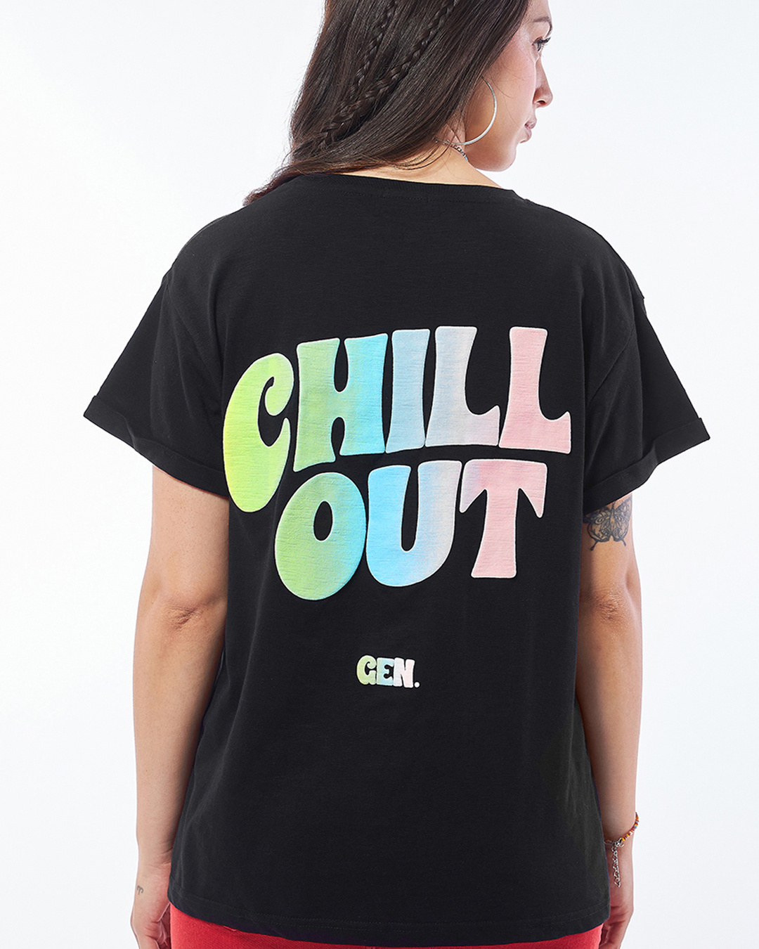 Buy Women's Black Chill Out Typography Boyfriend T-shirt Online at Bewakoof