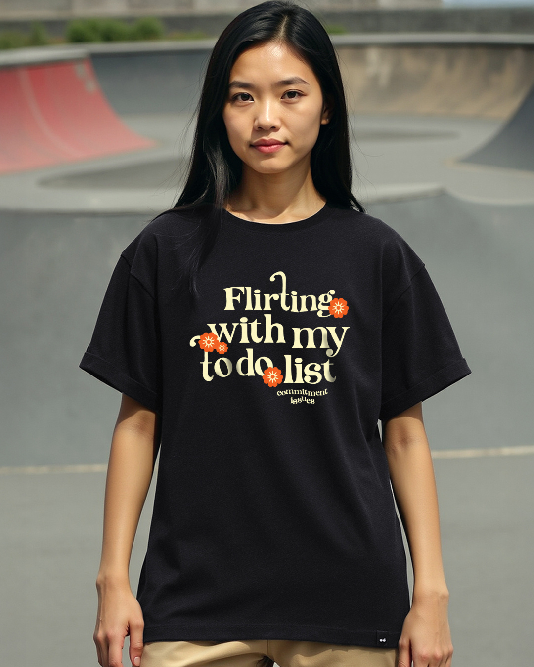 Buy Women's Black Commitment Typography Boyfriend T-shirt Online at Bewakoof