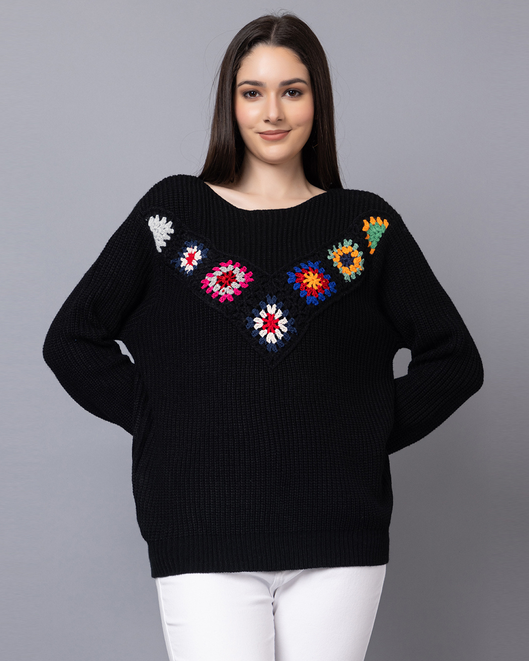 Buy Women's Black Embroidered Loose Fit Crochet Top Online at Bewakoof
