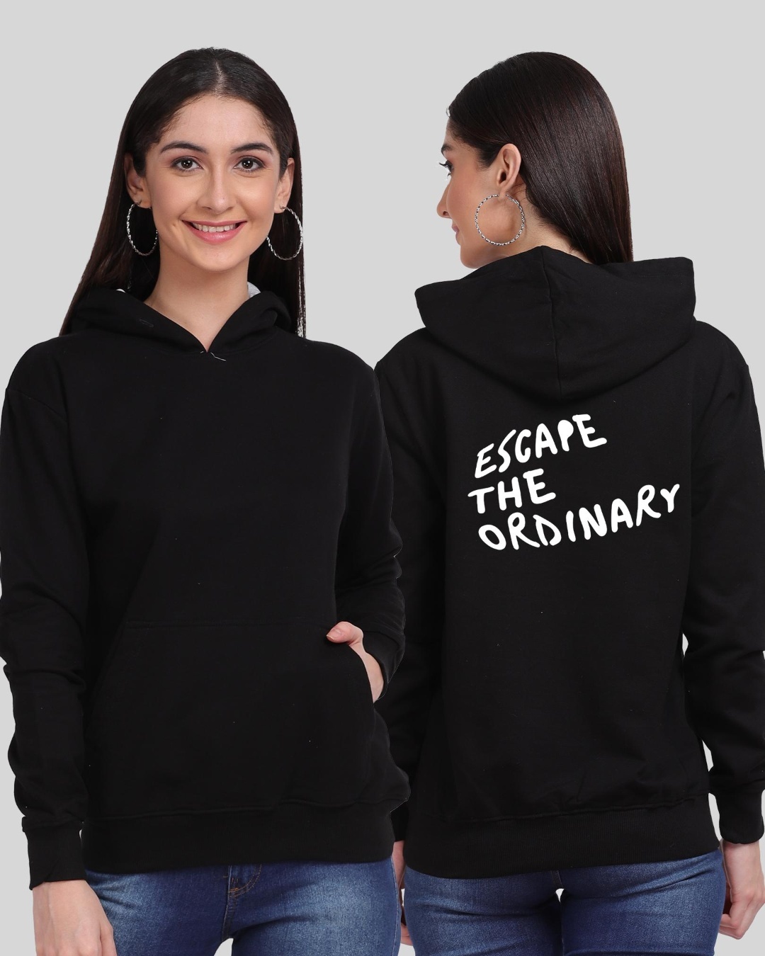 Buy Women's Black Escape The Ordinary Typography Hoodie Online at Bewakoof