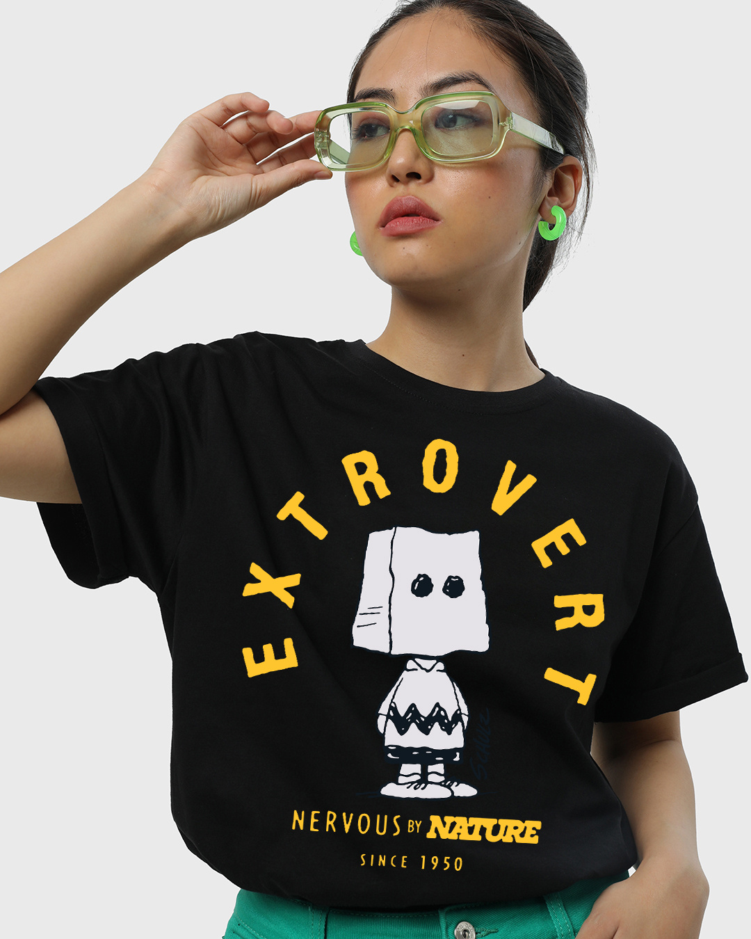 Buy Women's Black Extrovert Graphic Printed Boyfriend T-shirt Online at ...