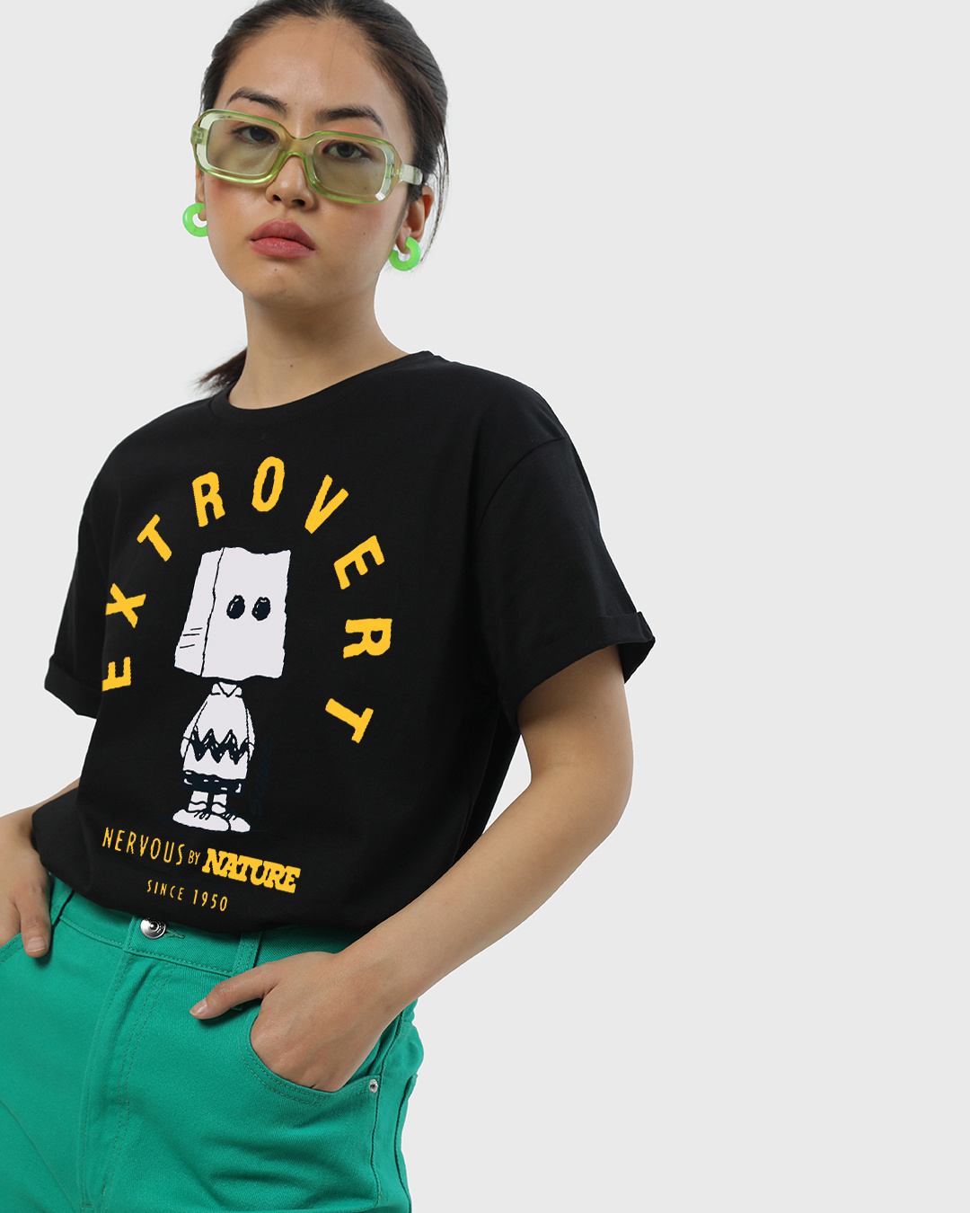 Buy Women's Black Extrovert Graphic Printed Boyfriend T-shirt Online at ...