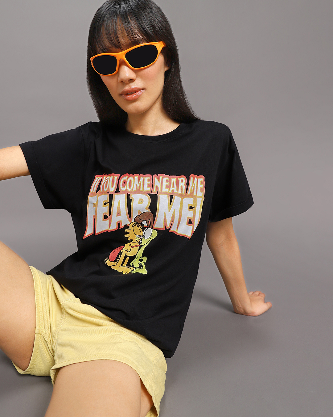 Buy Women's Black Fear Me Graphic Printed Boyfriend T-shirt Online at ...