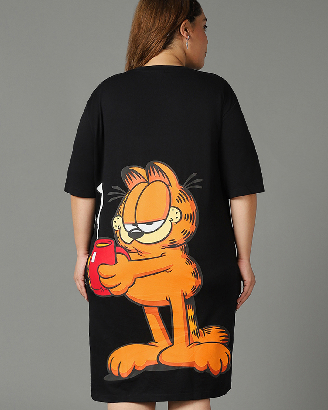 Buy Women's Black Field Graphic Printed Oversized Plus Size T-shirt Dress Online at Bewakoof