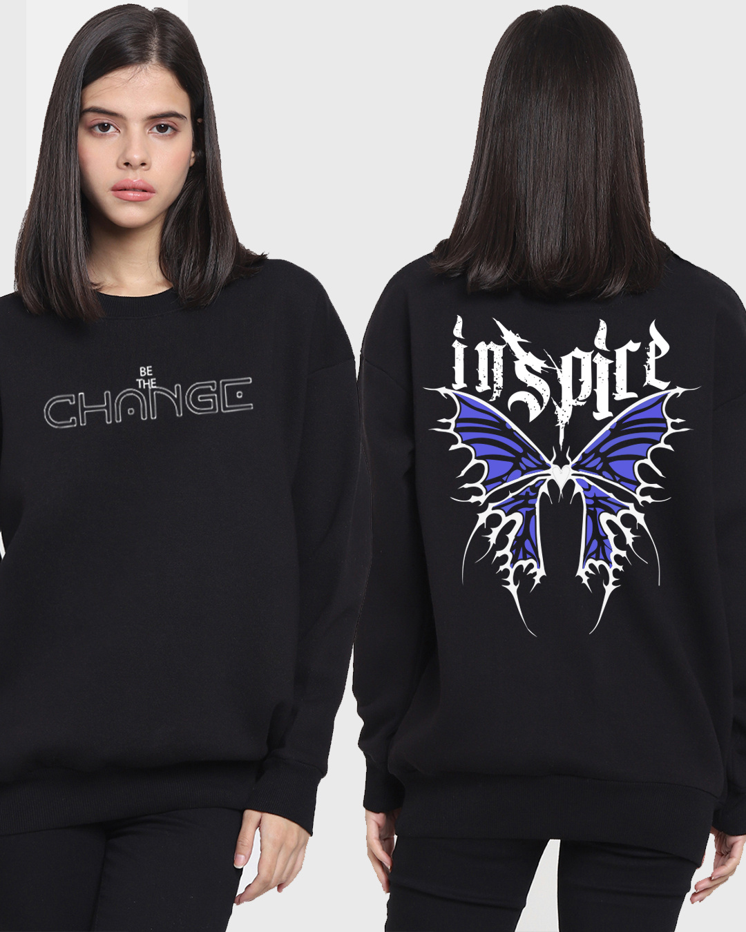 Buy Women's Black Inspire Graphic Printed Oversized Sweatshirt Online ...