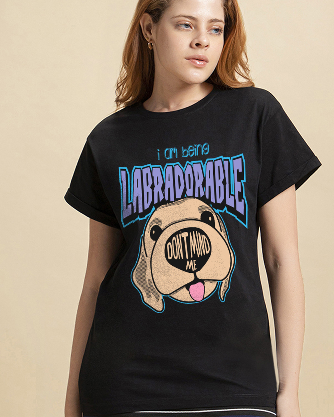 Buy Women's Black Labradorable Graphic Printed Boyfriend T-shirt Online ...
