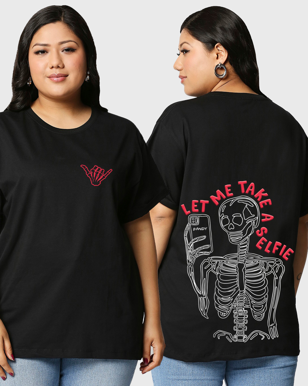 Buy Women's Black Let Me Take A Selfie Graphic Printed Plus Size ...