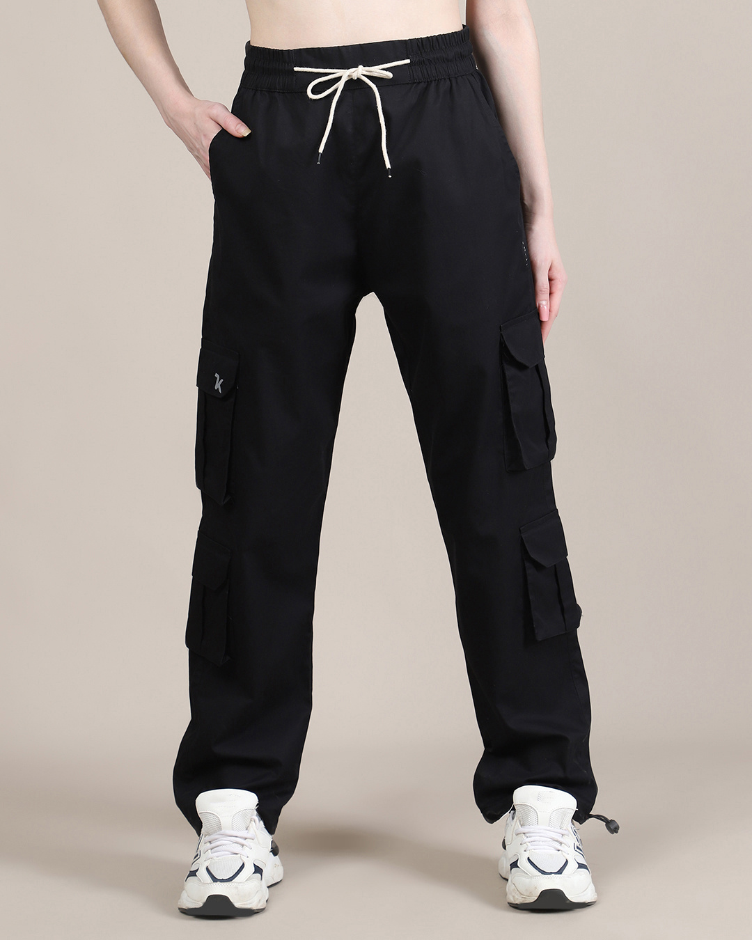 Buy Women's Midnight Black Loose Comfort Fit Cargo Pants Online at Bewakoof