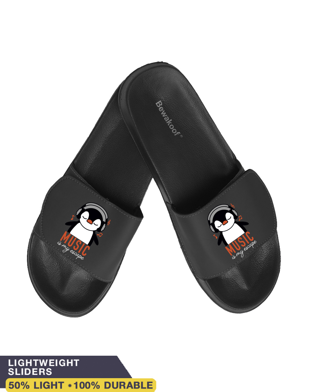 Buy Women's Black Music Penguin Adjustable Velcro Slider Online in ...