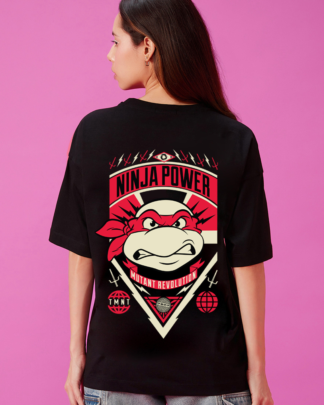 Buy Women's Black Ninja Power Graphic Printed Oversized T-shirt Online ...