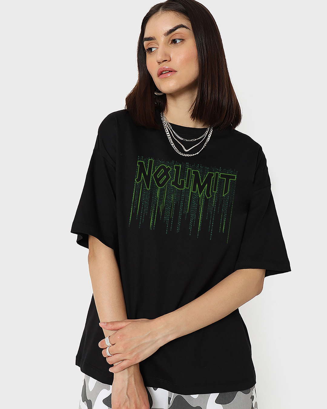 Buy Women's Black No Limit Typography Oversized T-shirt Online at Bewakoof