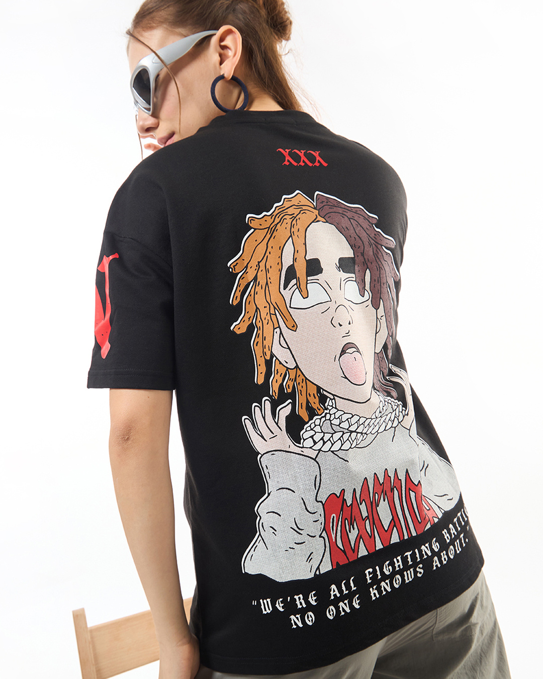 Buy Women's Black Numb The Pain Graphic Printed Oversized T-shirt ...