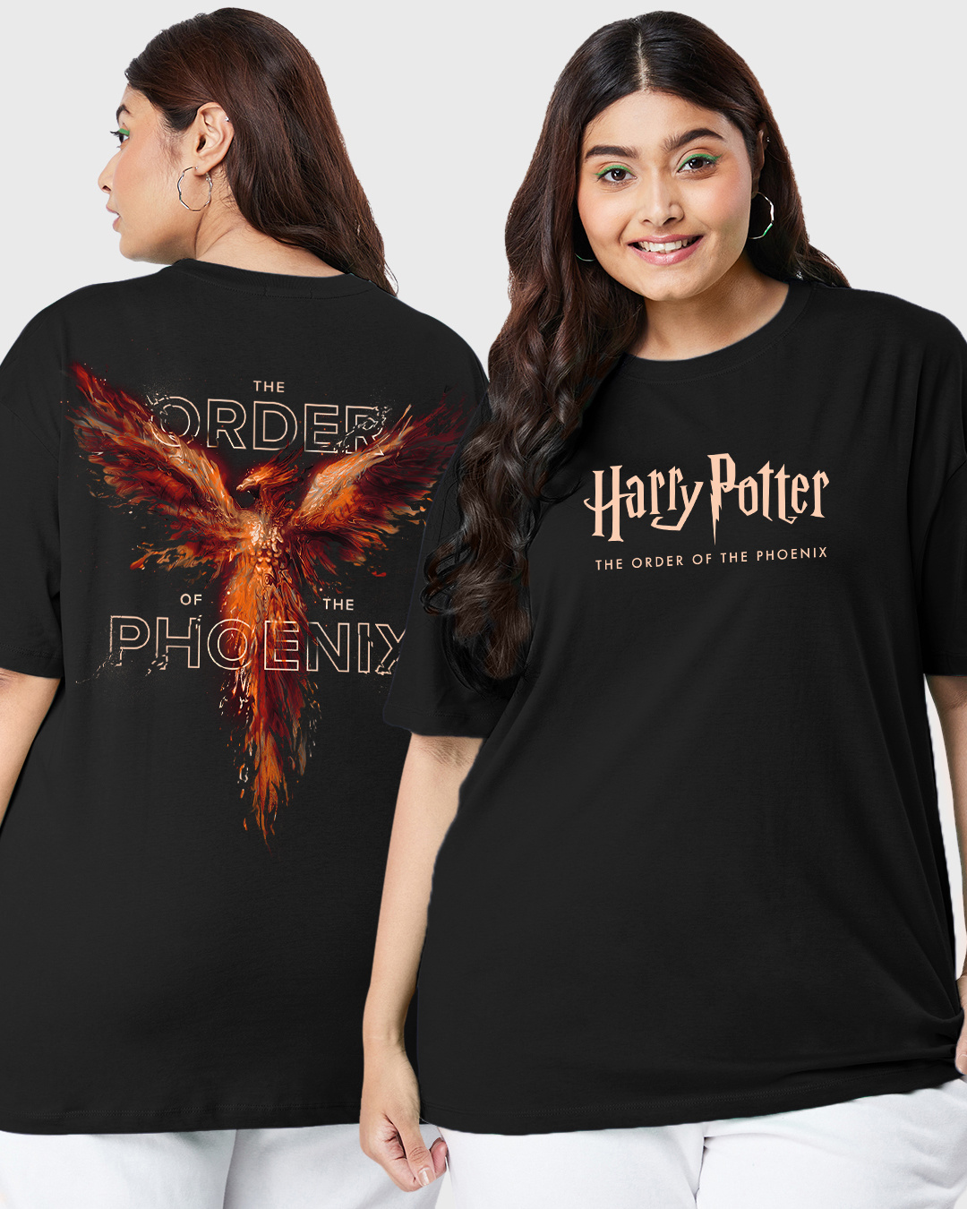 Buy Women's Black Order Of The Phoenix Graphic Printed Oversized Plus ...