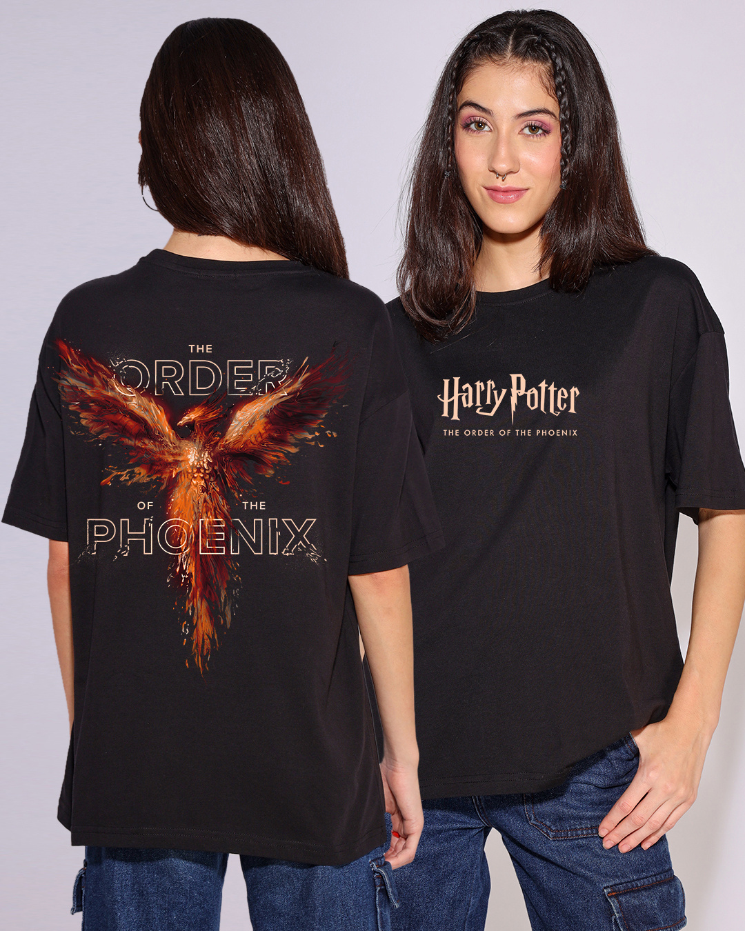 Buy Women's Black Order Of the Phoenix Graphic Printed Oversized T ...