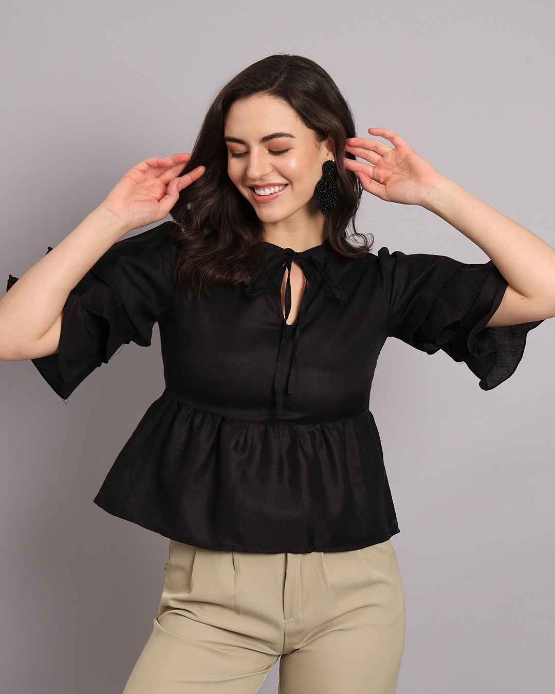 Buy Women's Black Peplum Top Online at Bewakoof