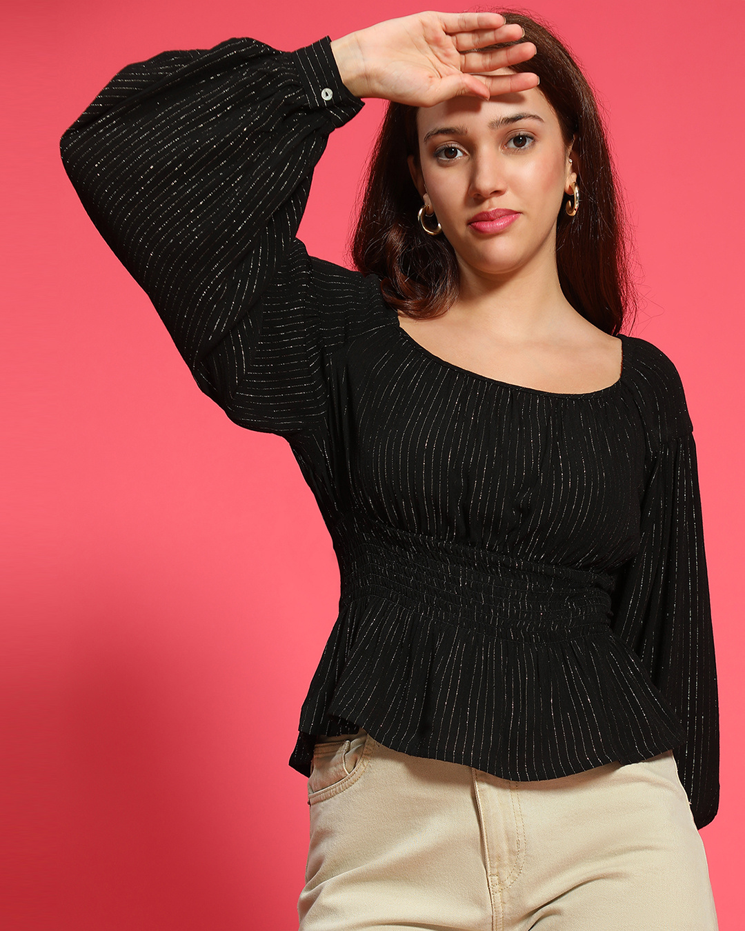 Buy Women's Black Peplum Top Online at Bewakoof