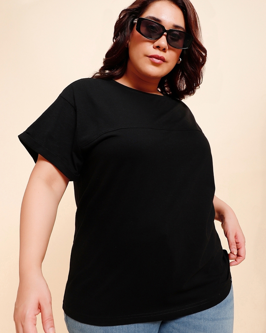 Buy Women's Black Plus Size Boyfriend T-shirt Online at Bewakoof