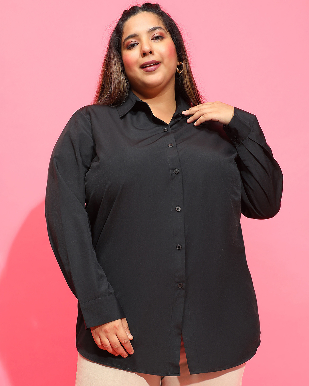 Buy Women's Black Plus Size Shirt Online at Bewakoof