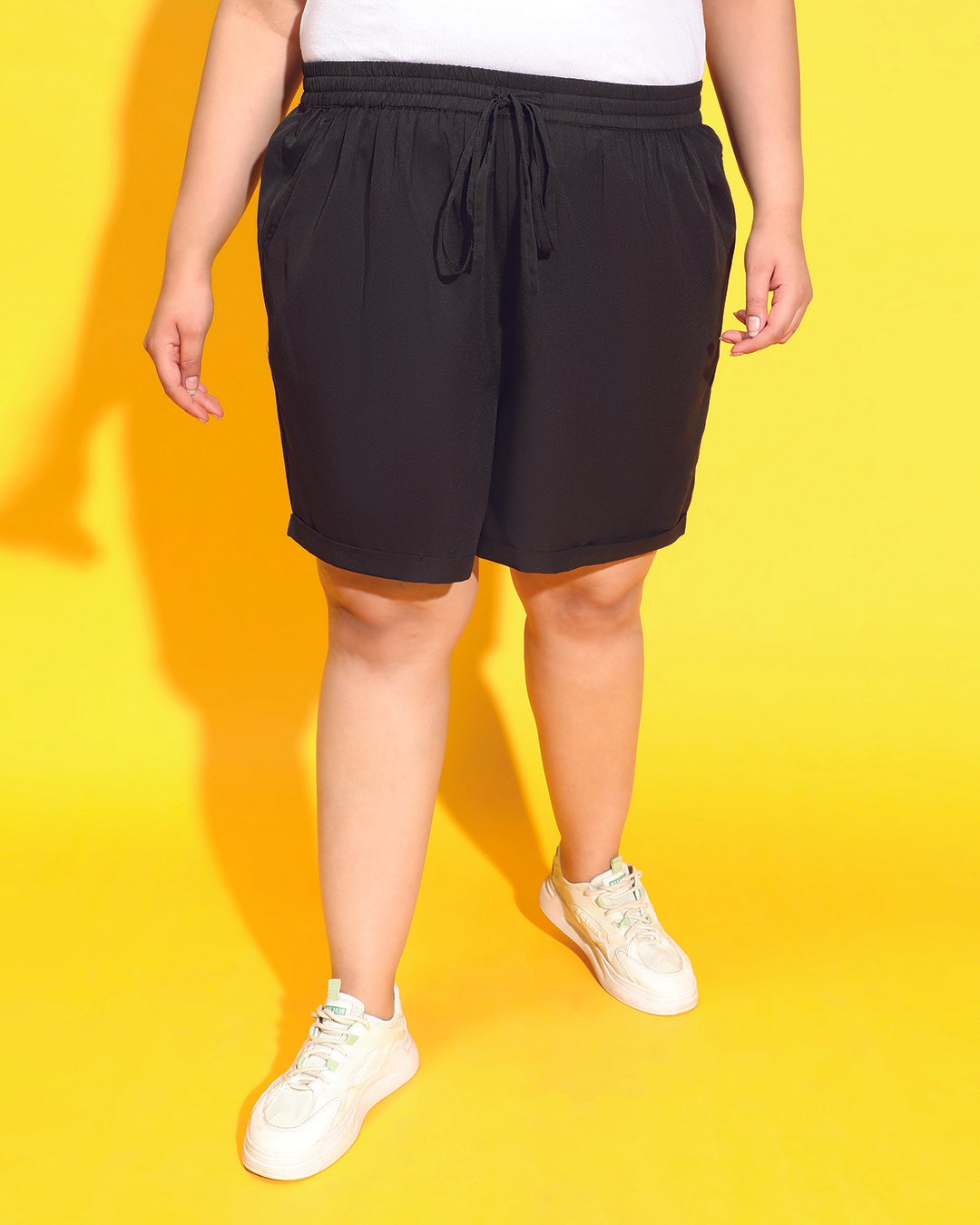 Buy Women's Black Plus Size Shorts Online at Bewakoof