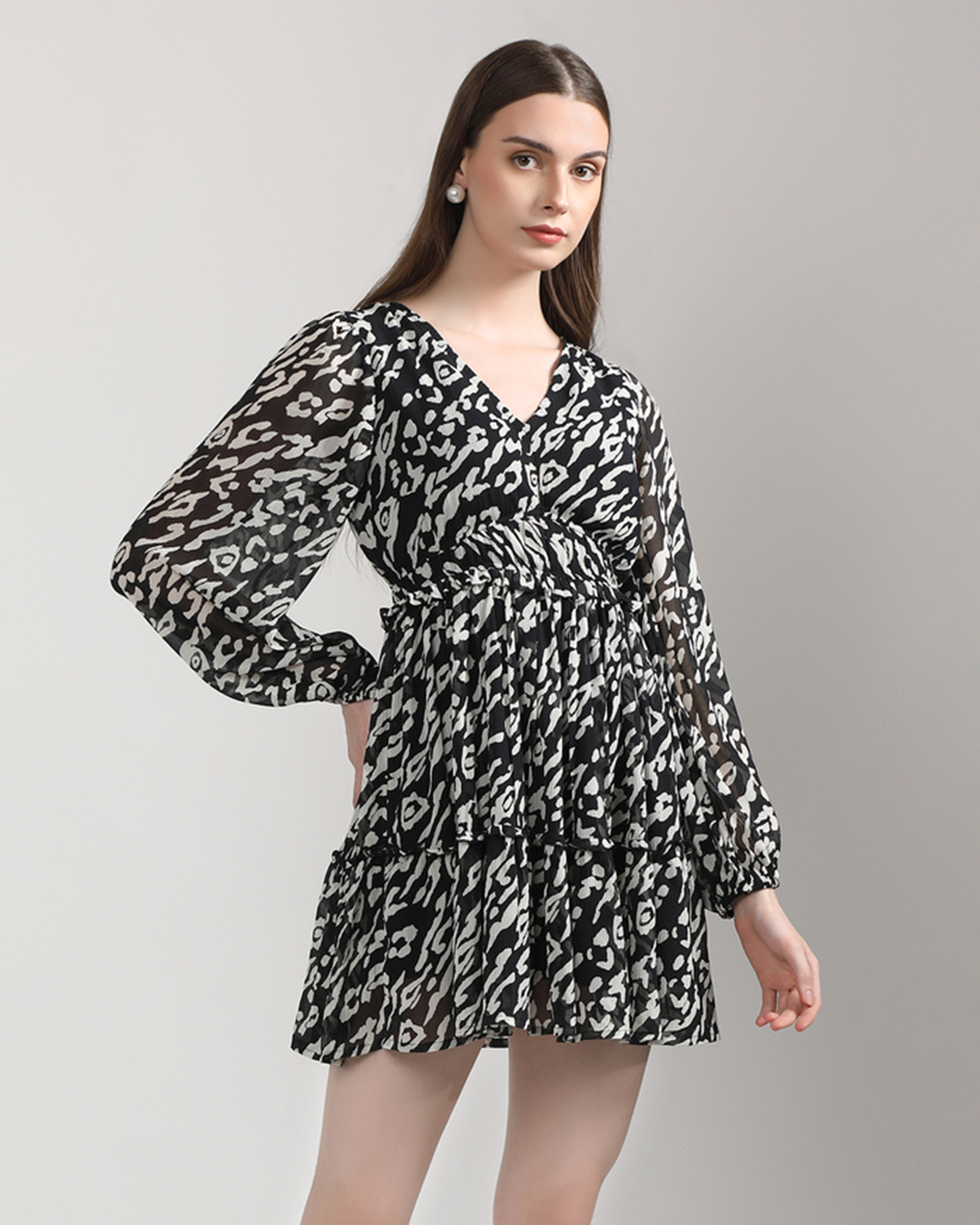 Buy Women's Black Printed Relaxed Fit Dress Online at Bewakoof