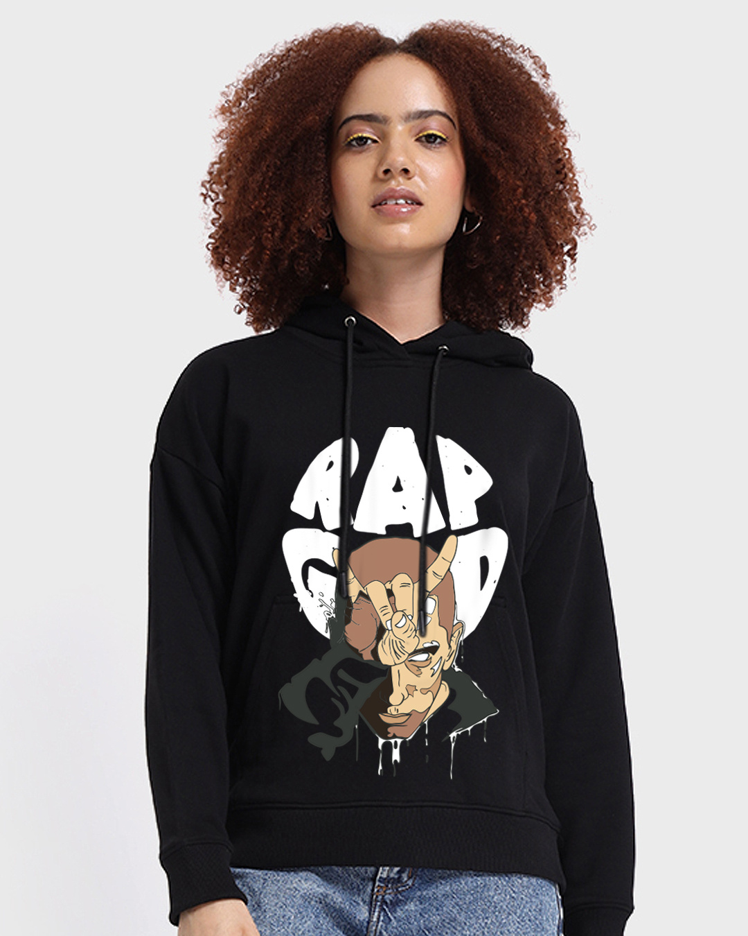 Buy Women's Black Rap God Graphic Printed Oversized Hoodies Online at ...