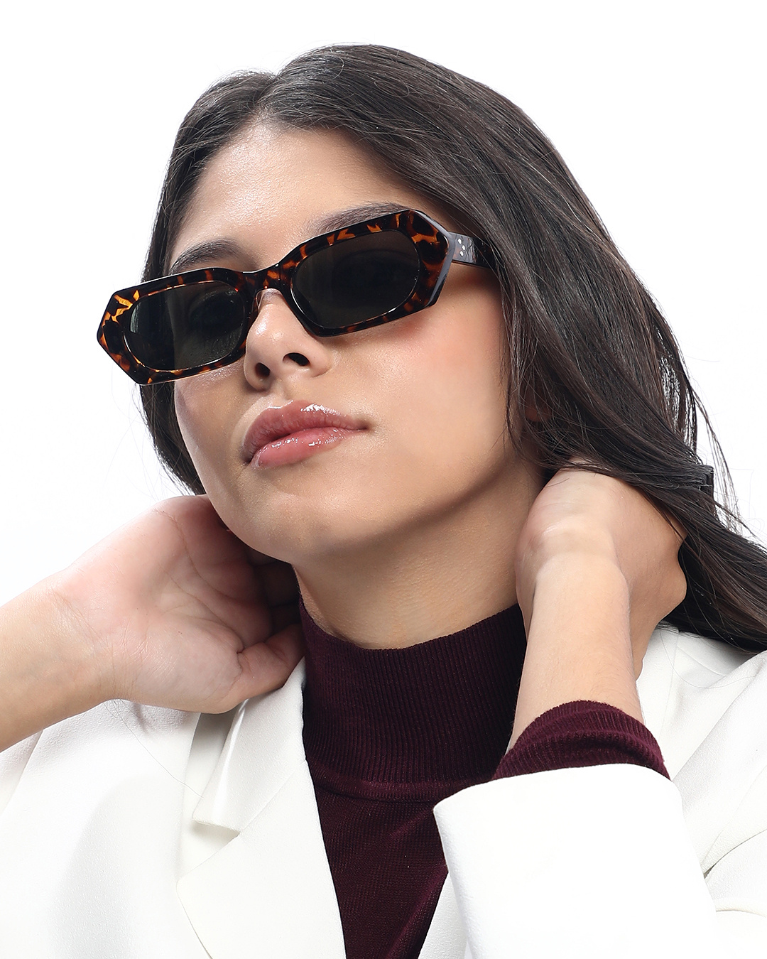 Buy Women's Black Rectangle Polarised Lens Sunglasses Online in India ...