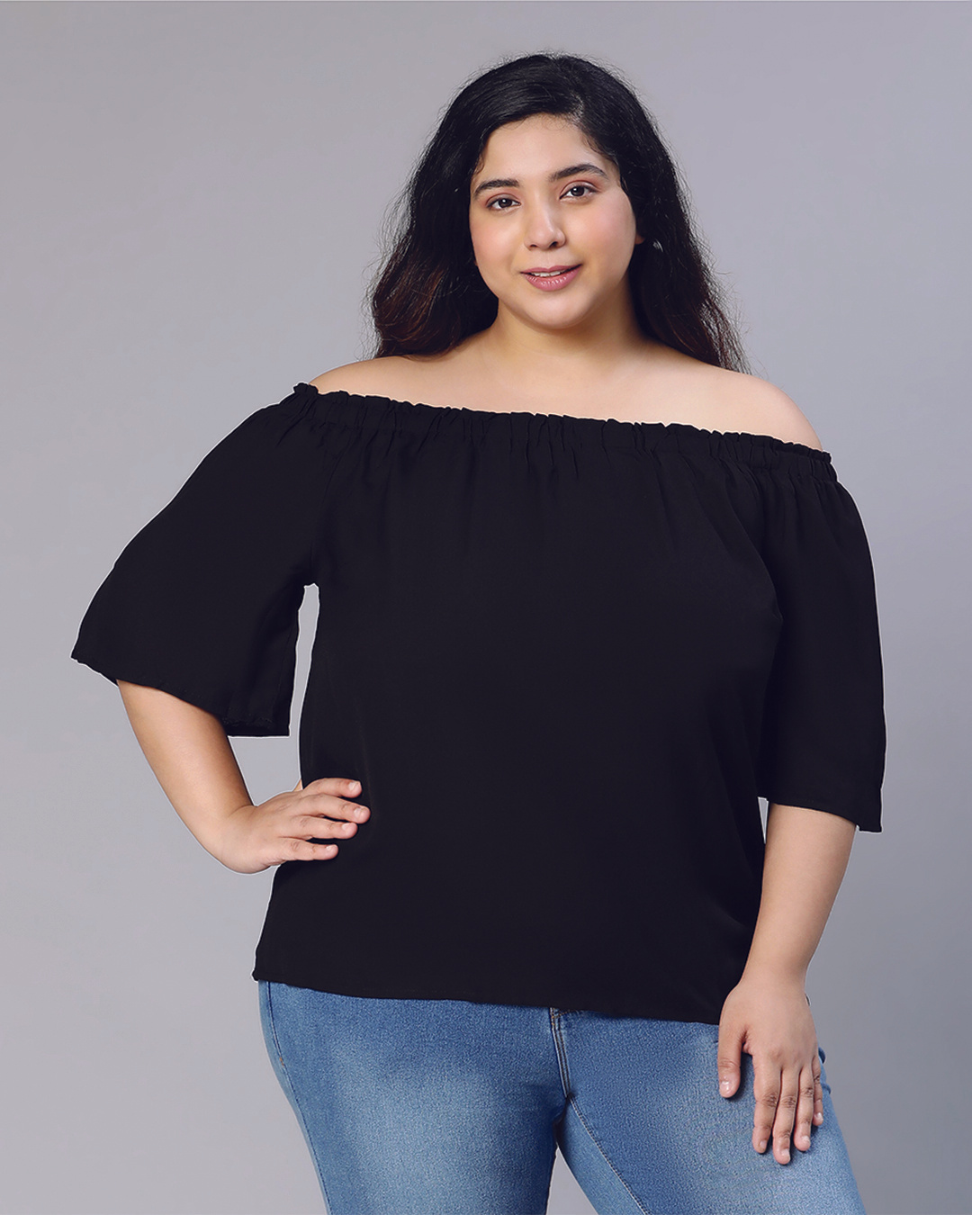Buy Women's Black Relaxed Fit Plus Size Top Online at Bewakoof