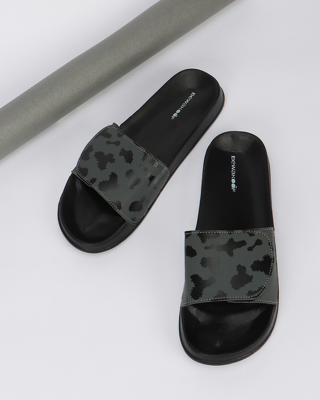 Buy Women's Black Ripple Effect Adjustable Velcro Sliders Online in ...