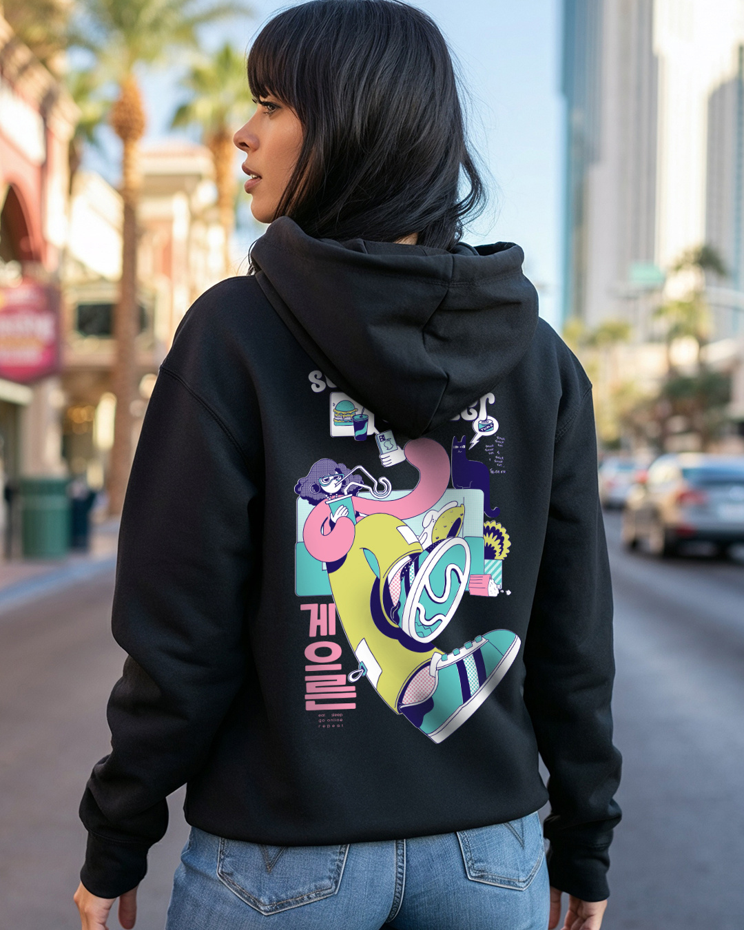 Buy Women's Black Serial Chiller Graphic Printed Oversized Hoodies ...