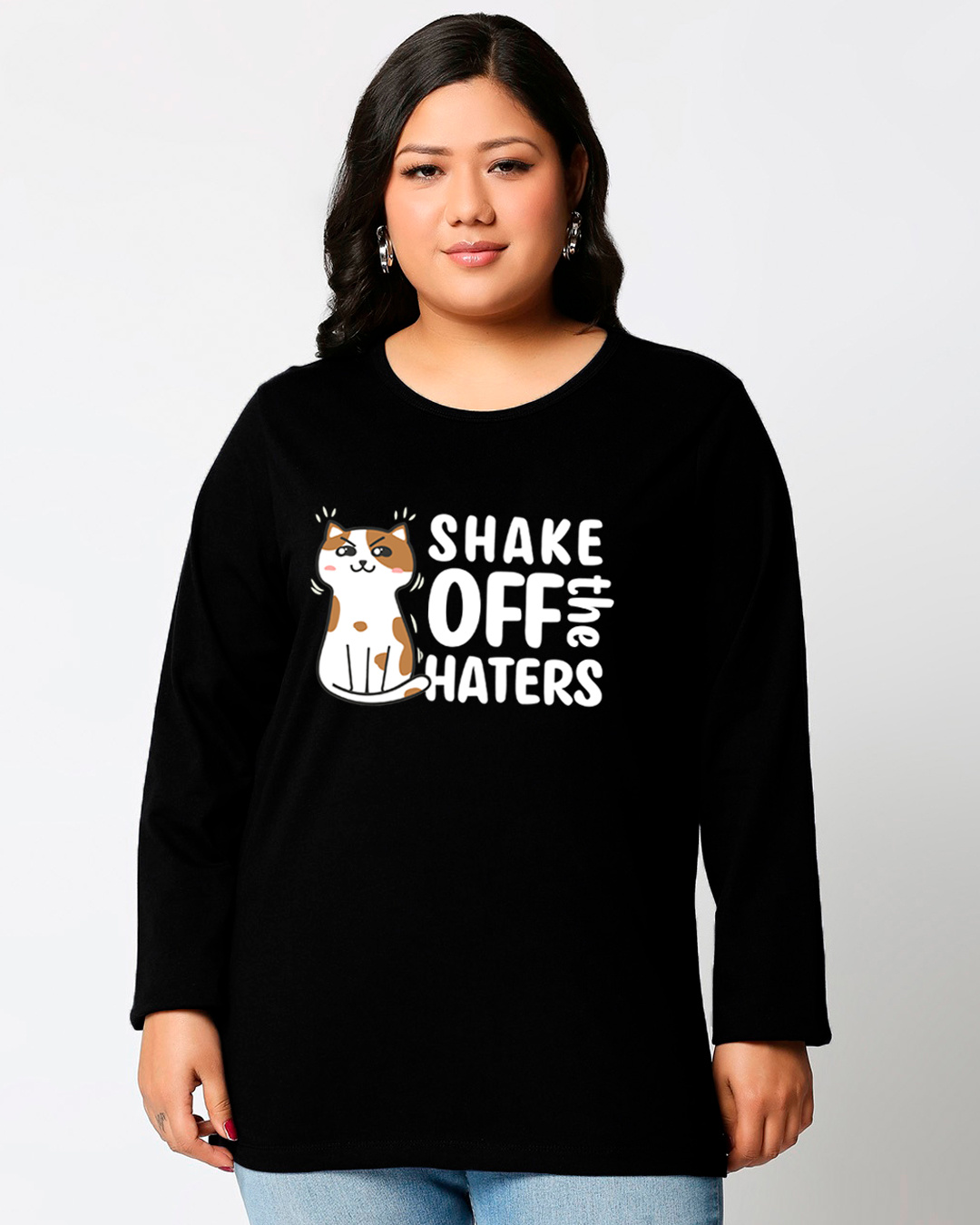 Buy Women's Black Shake Off The Haters Graphic Printed Plus Size Slim ...