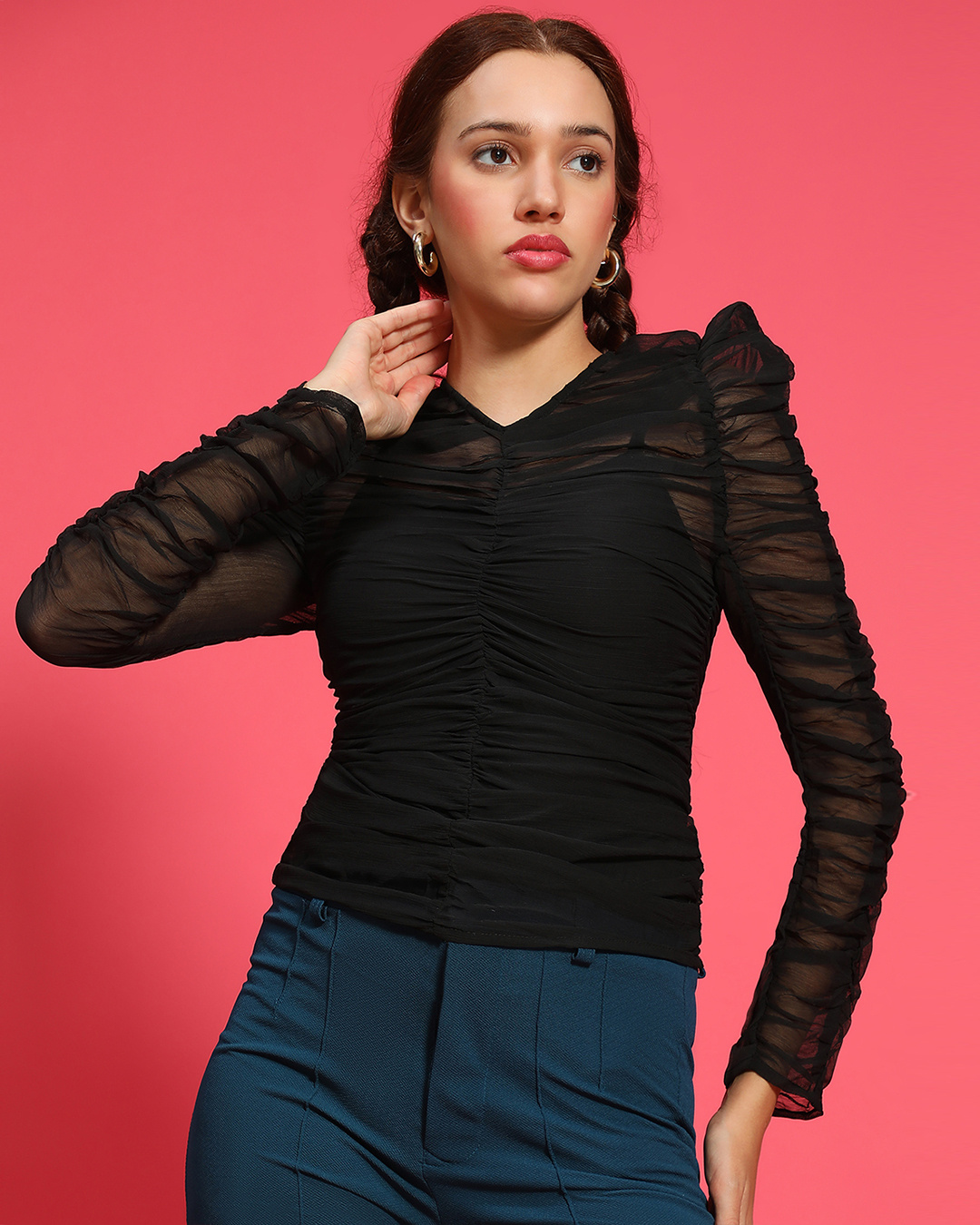Buy Women's Black Sheer Top Online at Bewakoof