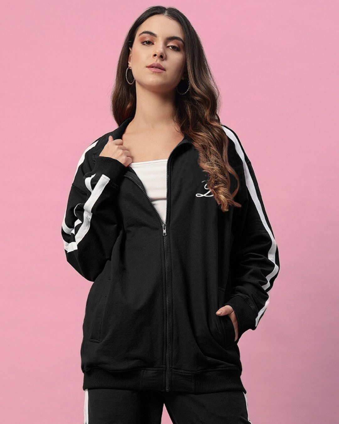 Buy Women's Black Side Panel Oversized Jacket Online at Bewakoof