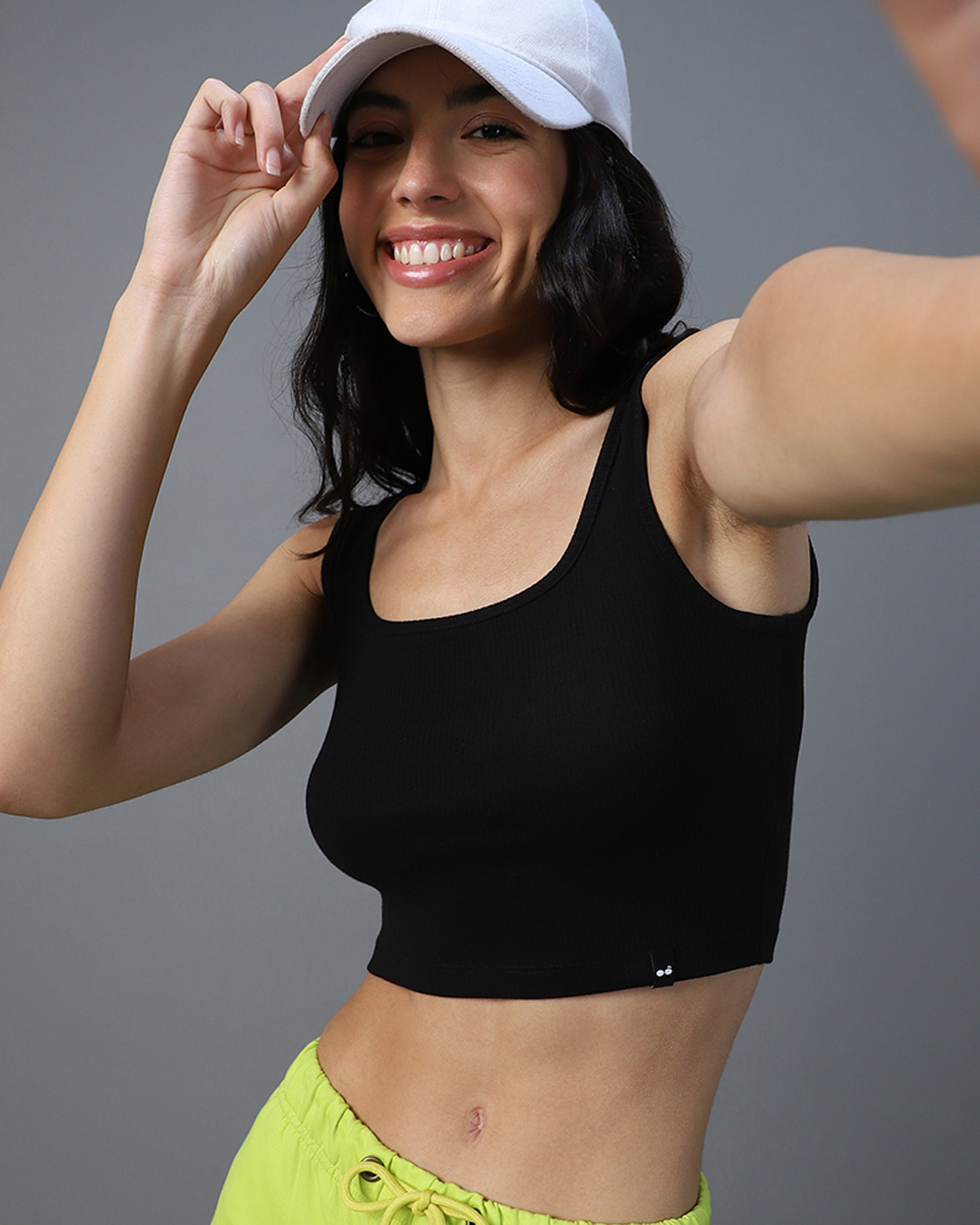 Buy Women's Black Slim Fit Short Top Online at Bewakoof