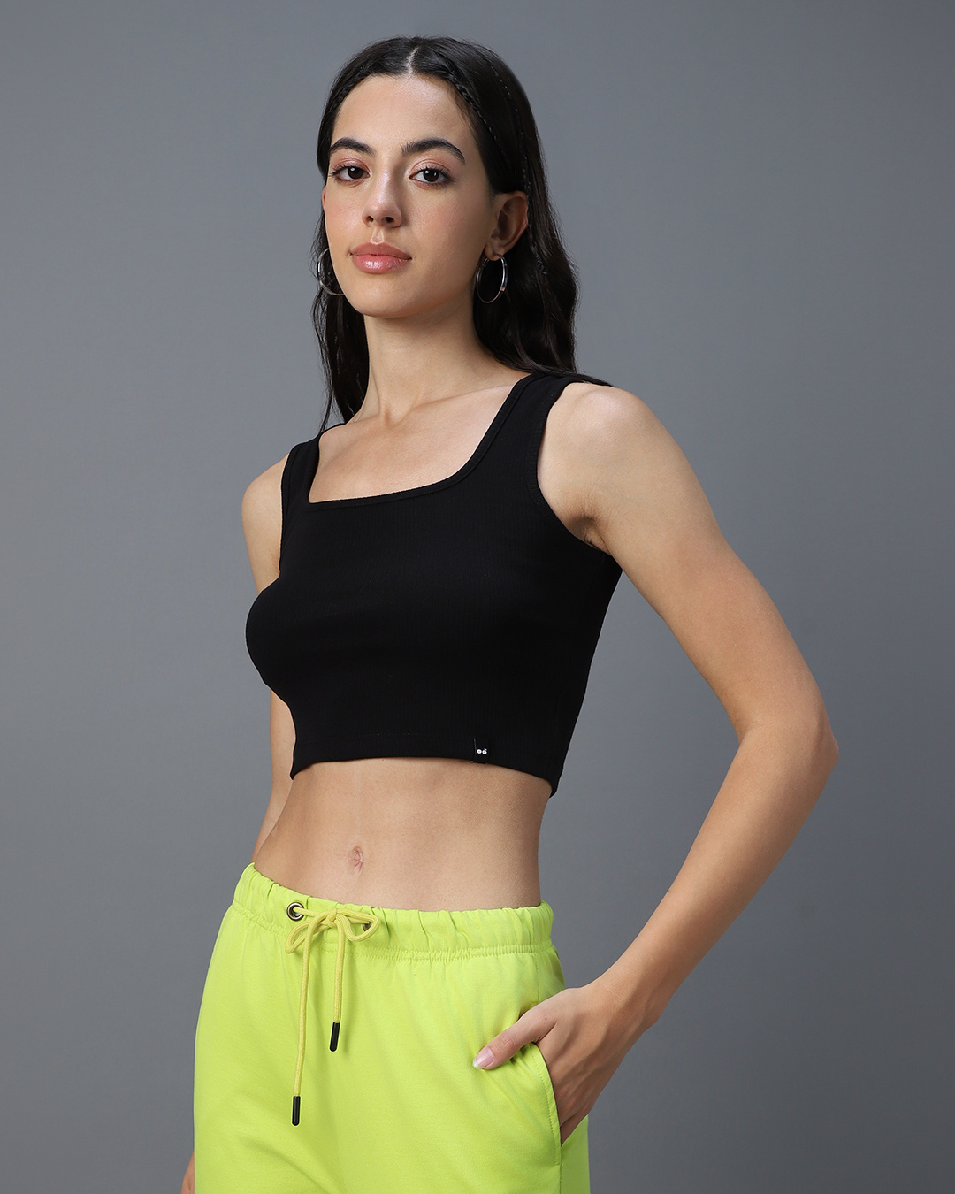 Buy Women's Black Slim Fit Short Top Online at Bewakoof