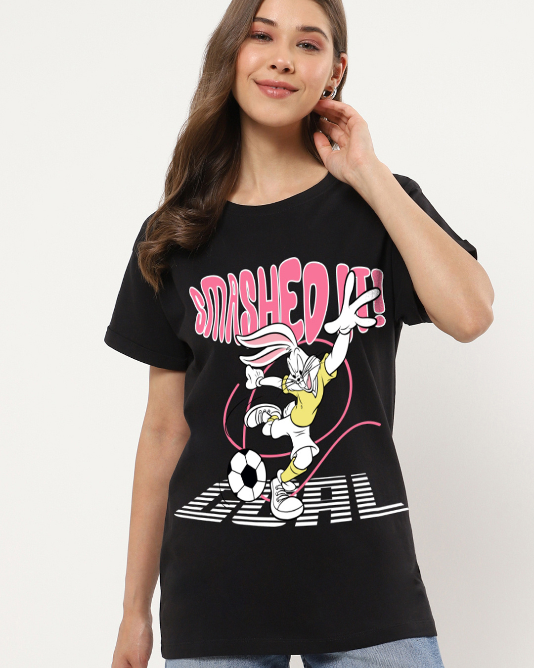 Buy Women's Black Smashed It Graphic Printed Boyfriend T-shirt Online ...
