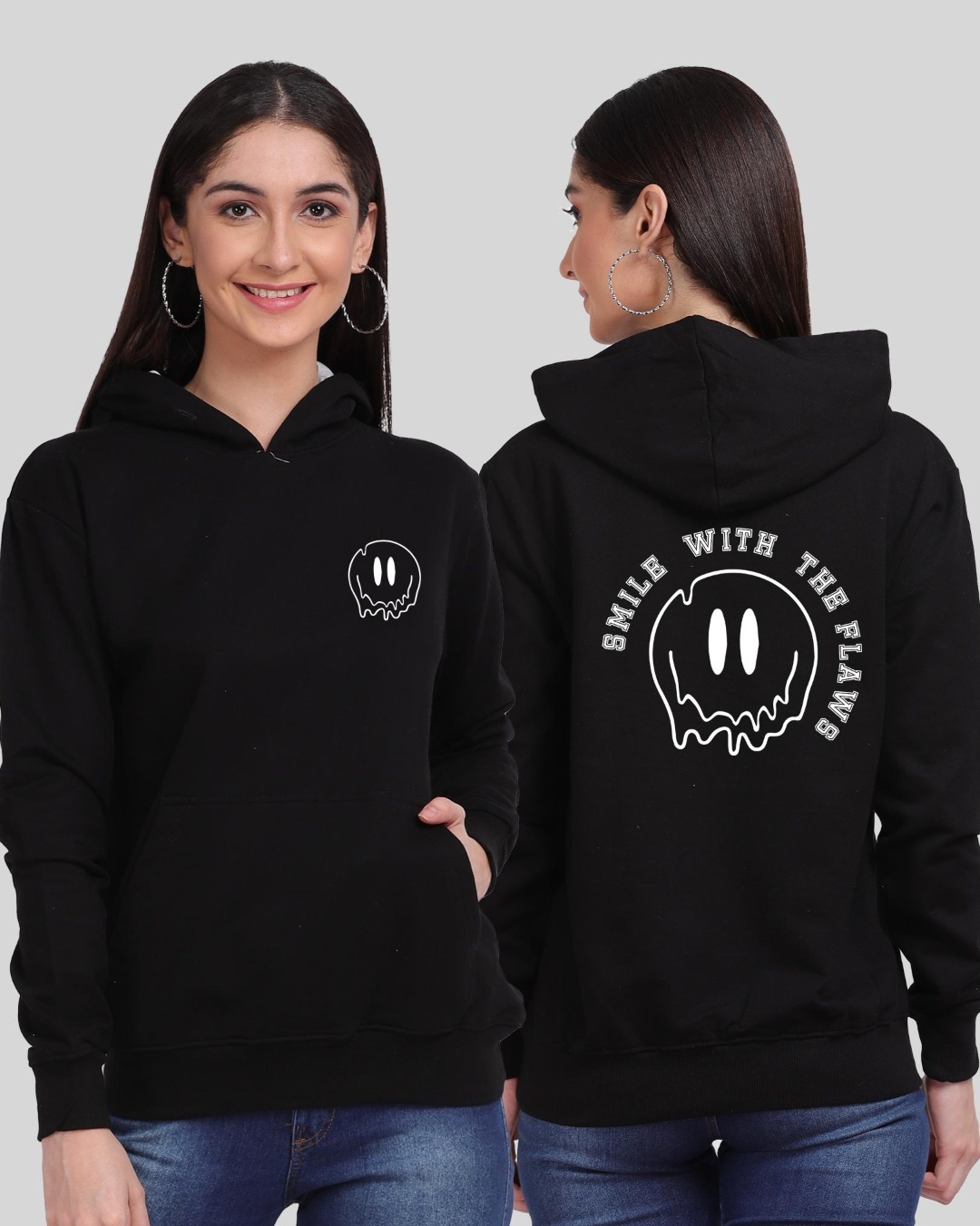 Buy Women's Black Smile With Flaws Graphic Printed Hoodie Online at ...