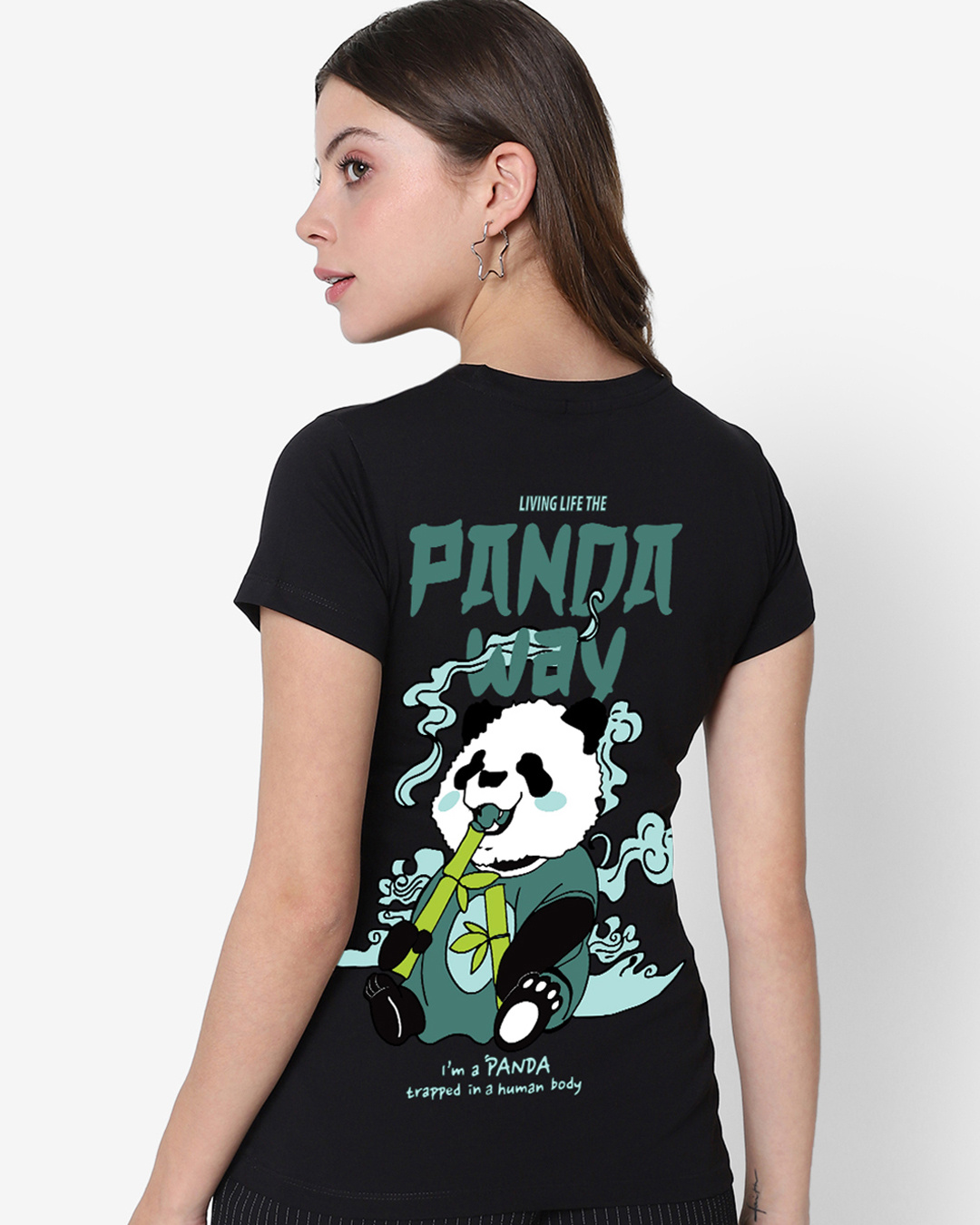 Buy Women's Black The Panda Way Graphic Printed T-shirt Online at Bewakoof