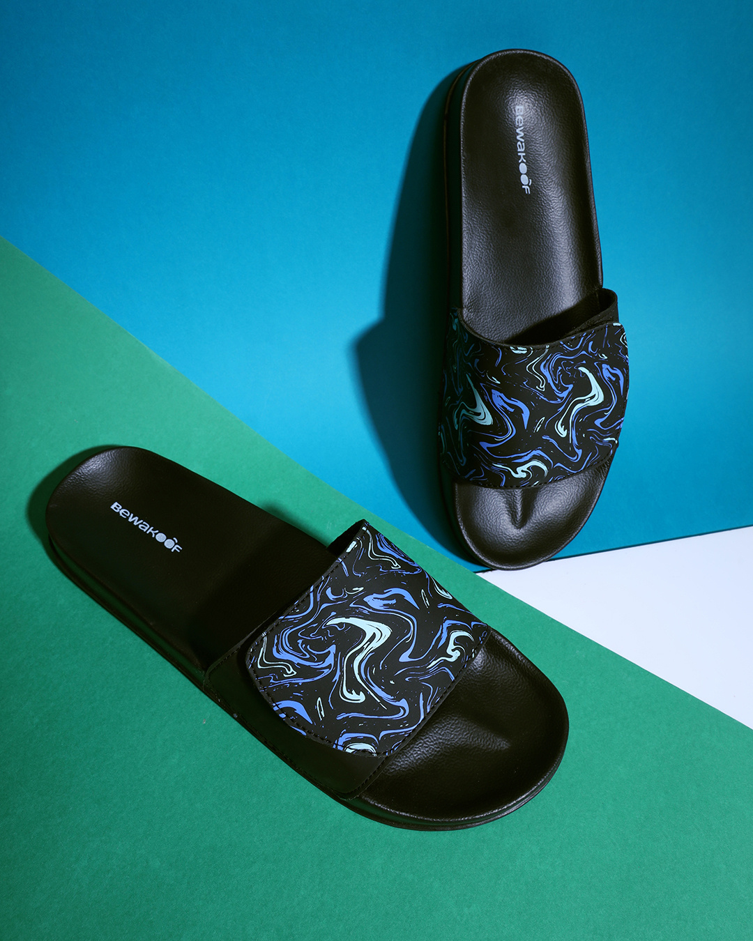 Buy Women's Black Tie & Dye Velcro Sliders Online in India at Bewakoof