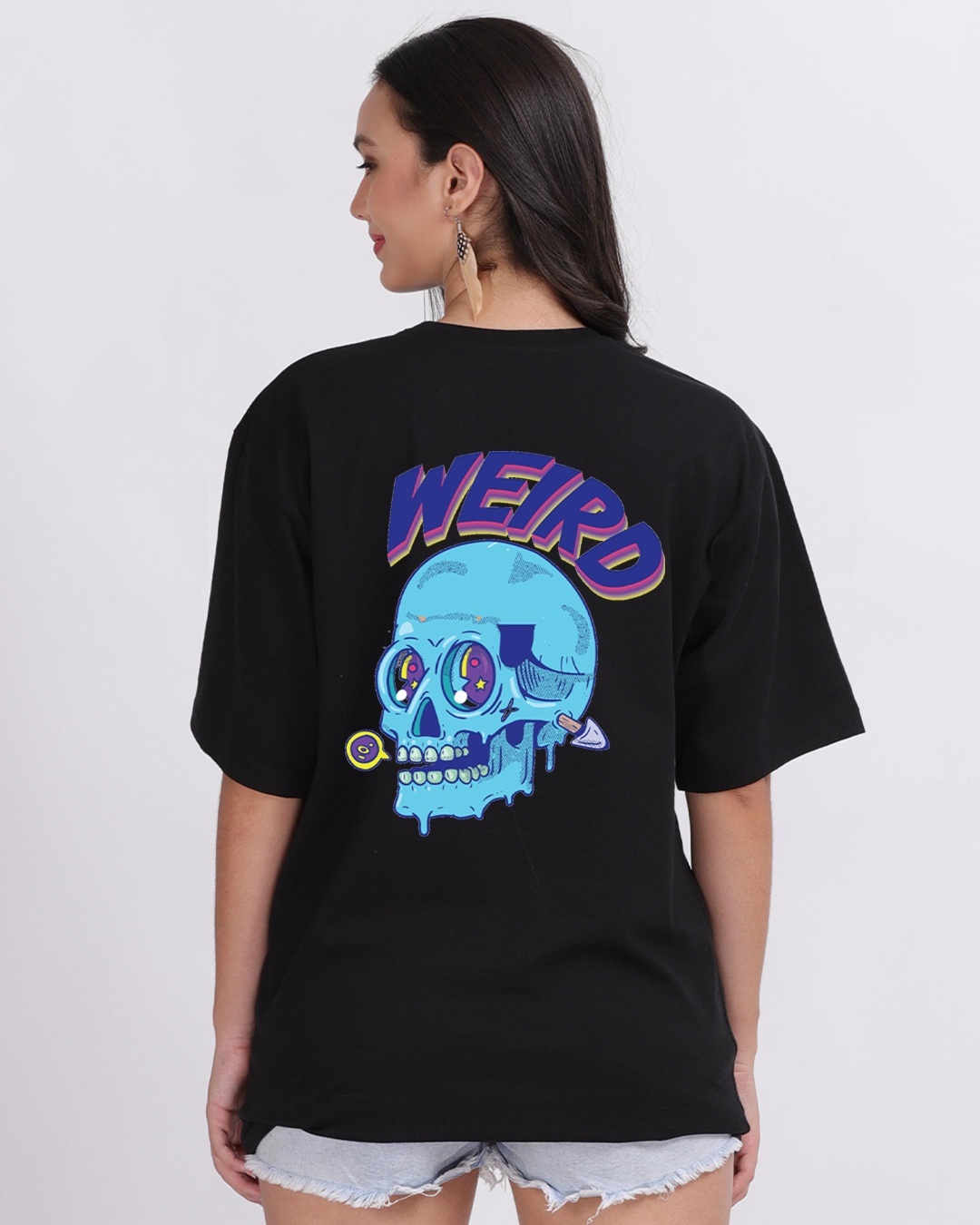 Buy Women's Black Weird Graphic Printed Oversized T-shirt Online at ...